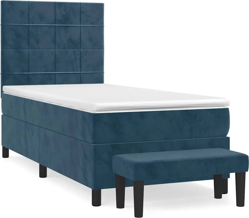 Box spring postel s matrací tmavě modrá 80 x 200 cm samet 3137813