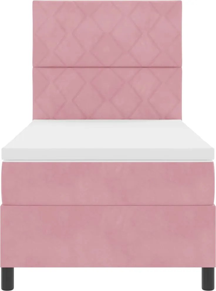Postel s boxspringem s čelo Růžová 90 x 200 cm samet 3339877