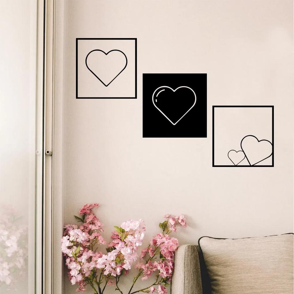 dřevo života 3dílná kolekce dřevěných  srdcí na zeď Barevný vzor: Bílá, Rozměry (cm): 80x80