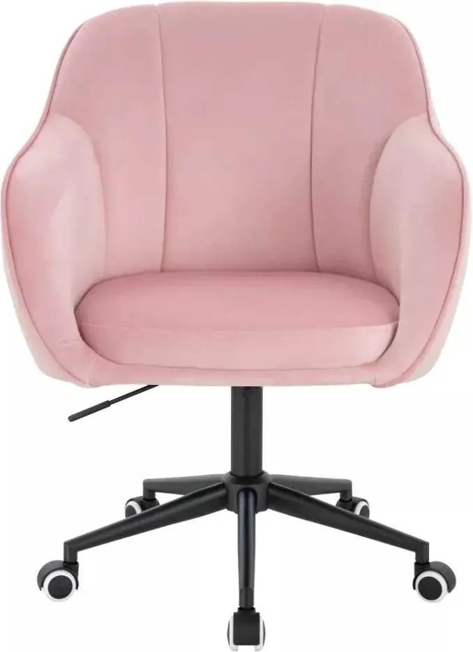 LuxuryForm DESIGN Otočná židle AVOLA VELUR na černé podstavě s kolečky - světle růžová