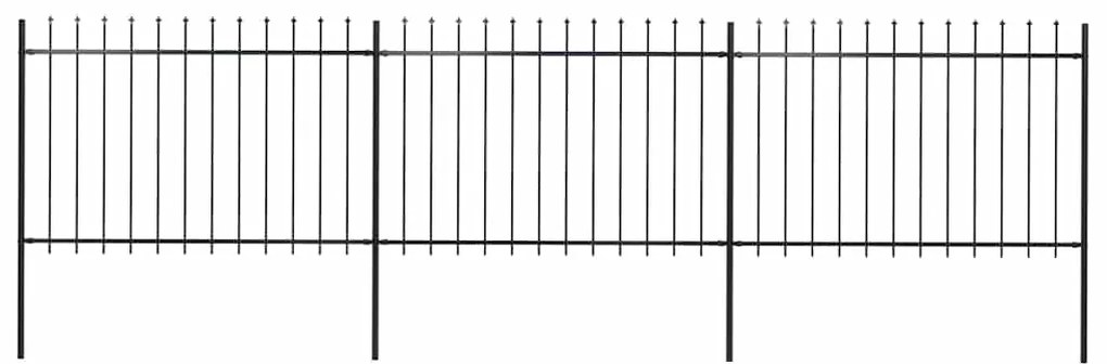 Zahradní plot s kopím nahoře ocelový 504 x 120 cm černý 277622