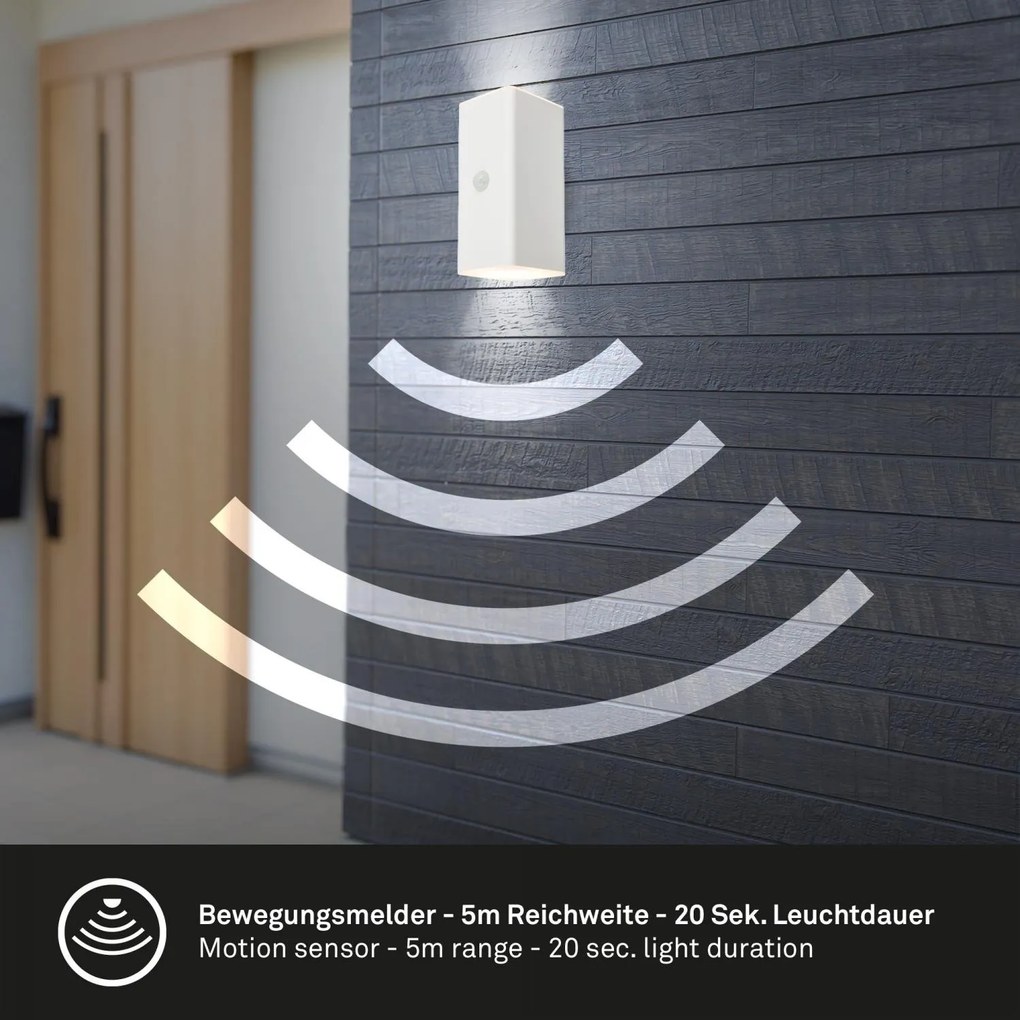 BRI 3788016 Kuni LED venkovní nástěnné svítidlo, pohybové čidlo, soumrakový senzor, nabíjecí - BRILONER