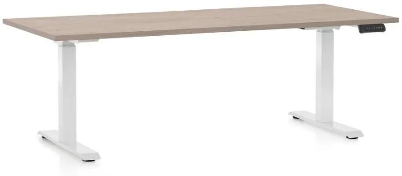Výškově nastavitelný stůl OfficeTech D, 180 x 80 cm - bílá podnož Barva: Dub