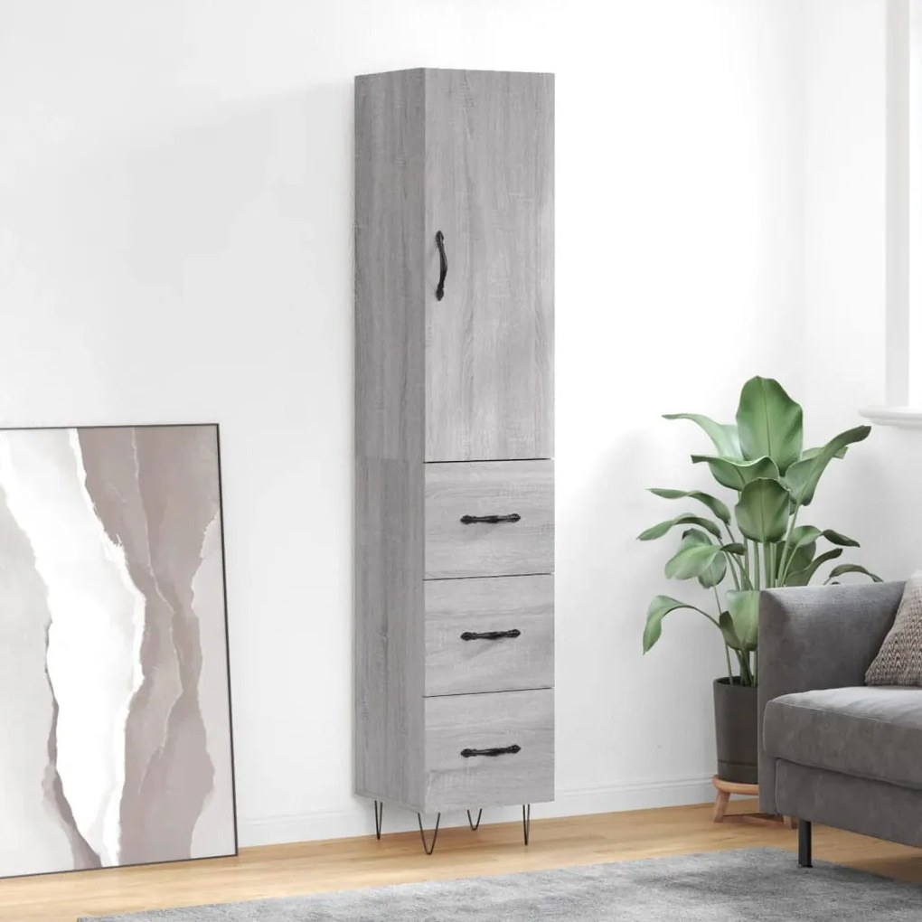 Skříň highboard šedá sonoma 34,5 x 34 x 180 cm kompozitní dřevo