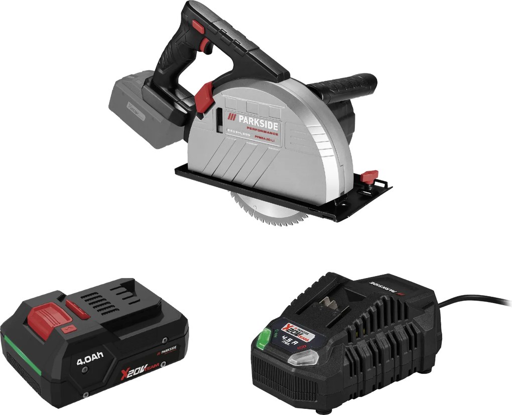 Parkside Performance® Aku ruční okružní pila na kov Ppmsa 20-Li A1, Smart 4 Ah