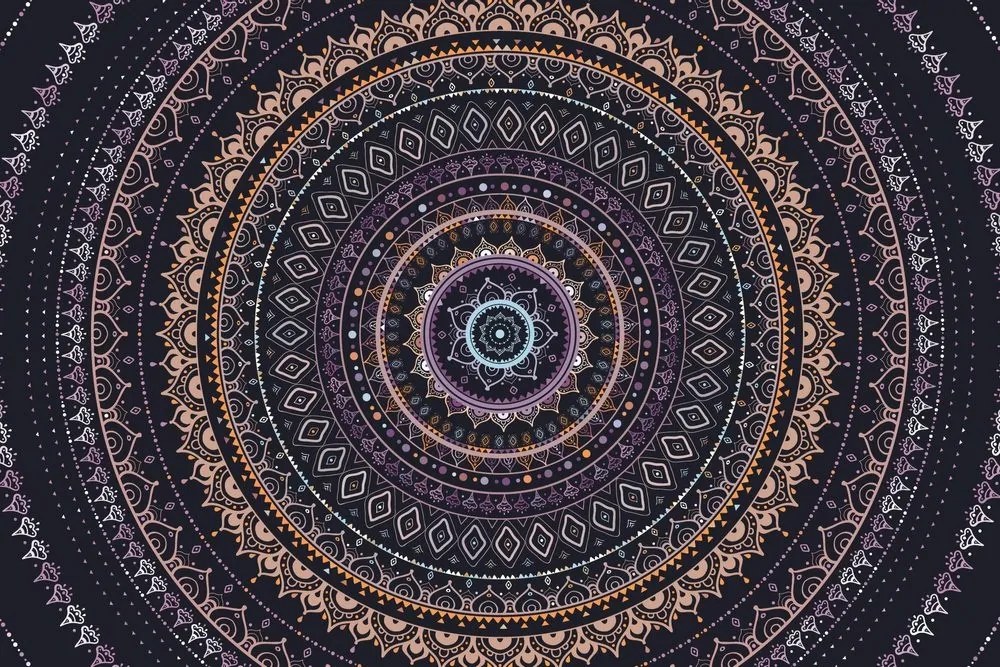 Tapeta Mandala se vzorem slunce ve fialových odstínech - 150x100 cm