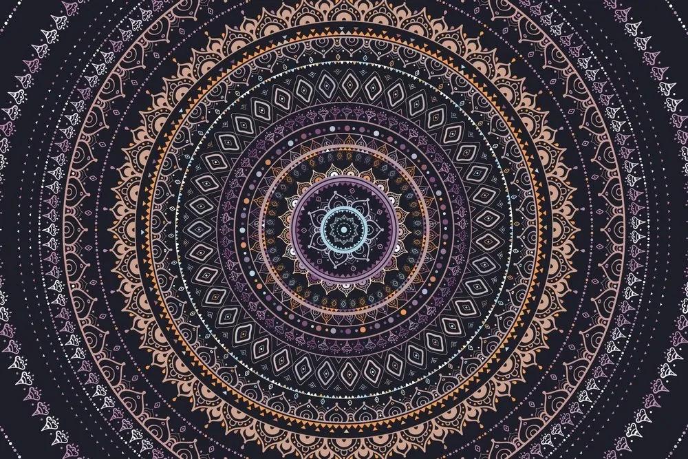 Tapeta Mandala se vzorem slunce ve fialových odstínech - 450x300 cm
