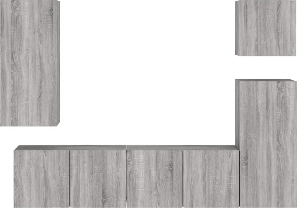 vidaXL 5dílná obývací stěna kompozitní dřevo [3216451] Barva: hnědý dub
