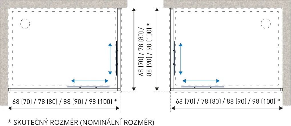 Novoterm Modul sprchového koutu NV-Olga SC Element CHR 70, chrom/transparent - bez vaničky