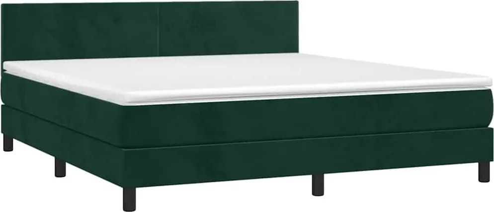 Box spring postel s matrací tmavě zelená 160x200 cm samet 3141194