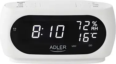 Adler AD 1186W bílá / Budík / měření teploty a vlhkosti