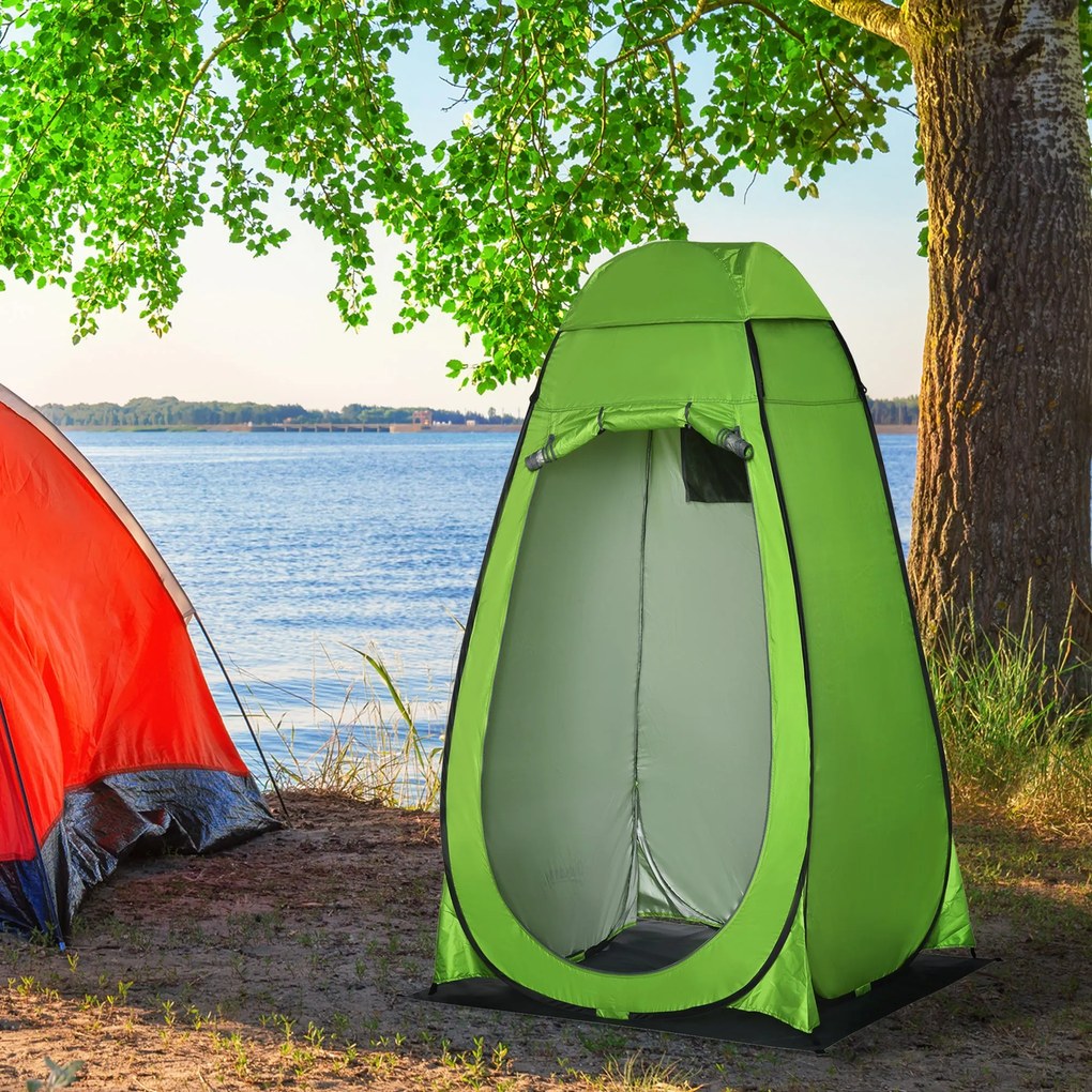 Outsunny Instantní Pop-Up Sprchový Stan pro Soukromí – Přenosný Stan s 1 Kapsou na Háčku a UV 20+ pro Koupelnu, Šatnu a Toaletu 126x124x189 cm Zelený