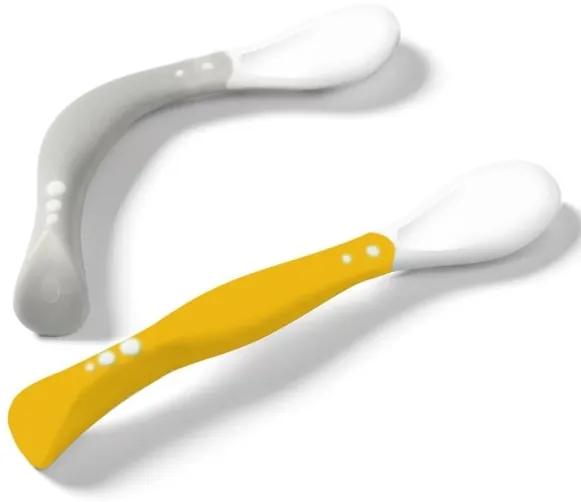 BabyOno Flexibilní lžičky, 2 ks, žlutá/šedá