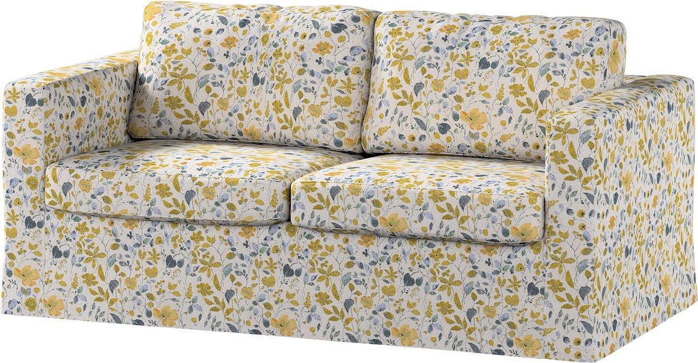 Potah na pohovku IKEA Karlstad 2-místná , nerozkládací, dlouhý barva žlutá látka pletený vzor, vzorované