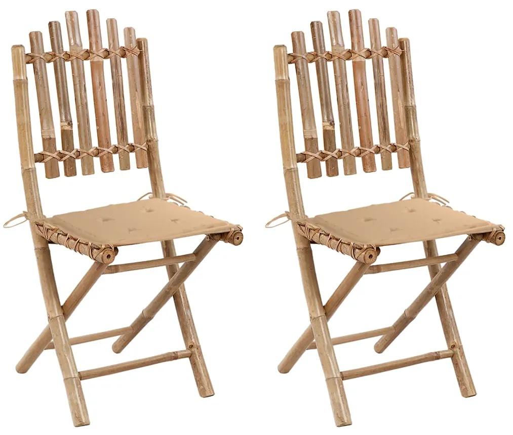 3063990 vidaXL Skládací zahradní židle s poduškami 2 ks bambus