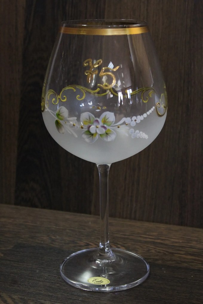 Výroční pohár na 75. narozeniny - NA VÍNO - bílý (v. 23 cm)