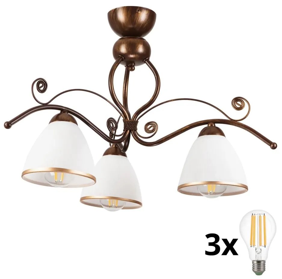 Brilagi - LED Přisazený lustr ANTICO 3xE27/60W/230V bronz patina