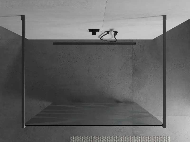 Mexen Kioto, sprchová zástěna Walk-In 110 x 200 cm, 8mm čiré sklo bílý vzor, grafitový profil, 800-110-002-66-97
