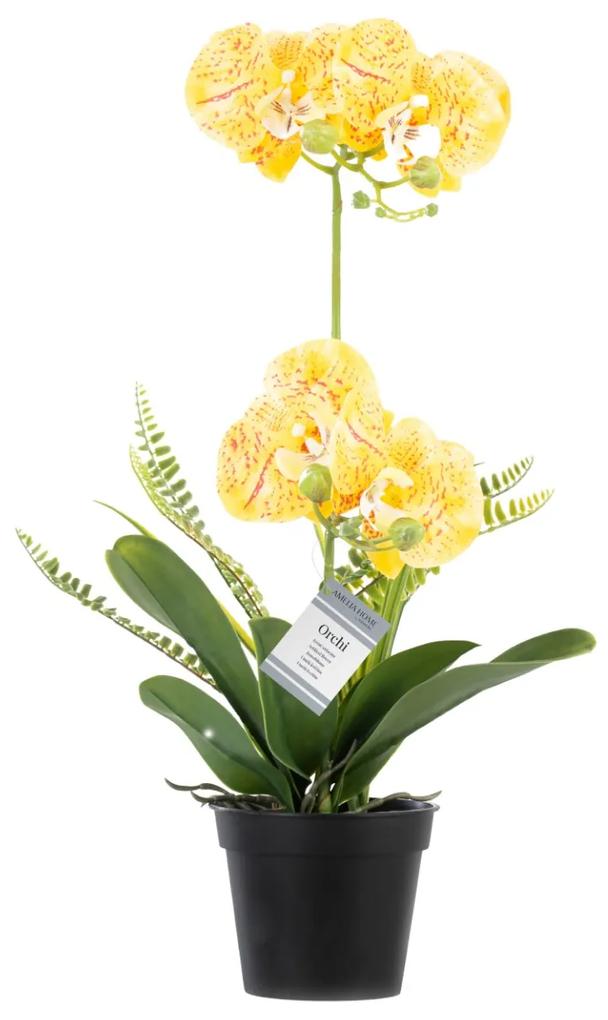 Umělá orchidej v květináči Žlutá MORBIS