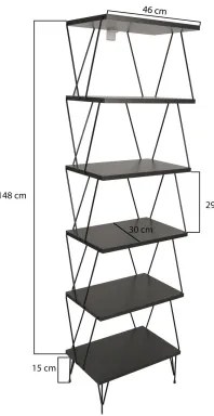 Knihovna BALABAN 165x48 cm antracit/černá