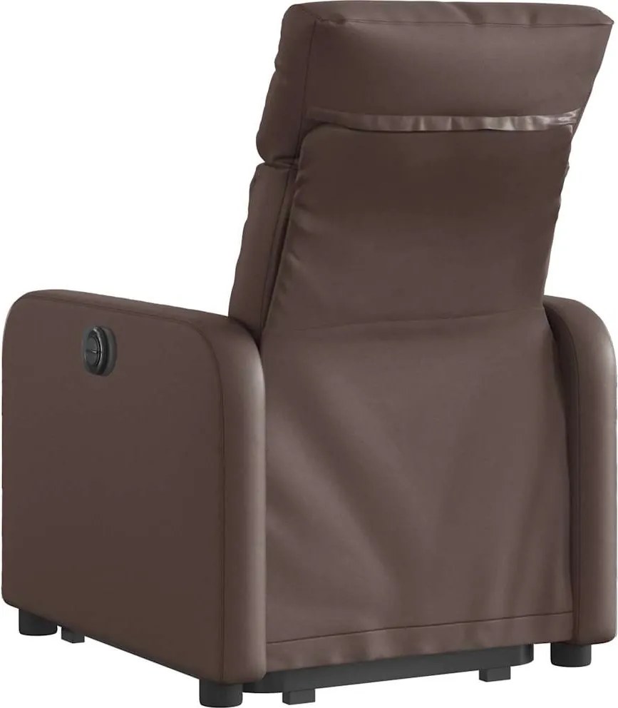 Zvedací polohovací křeslo hnědé umělá kůže 3206751
