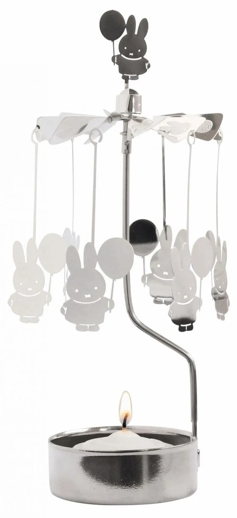 Pluto Design Rotující svícen Silver Miffy, stříbrná barva, kov