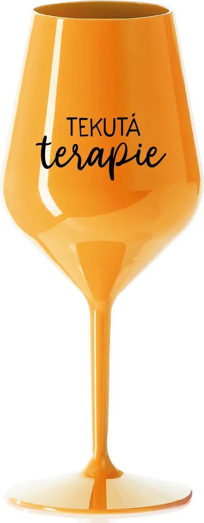 TEKUTÁ TERAPIE - oranžová nerozbitná sklenice na víno 470 ml