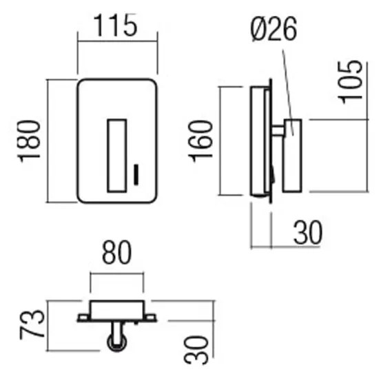 Redo 01-2980 nástěnné LED svítidlo Quda zlaté, 6W + 3W, 3000K, 18cm