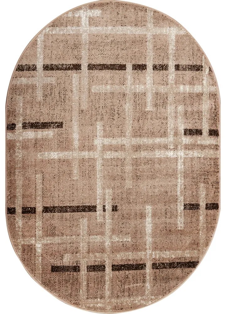 JUTEX Kusový koberec RAVE 24009 133 ovál BARVA: Hnědá, ROZMĚR: 80x150 cm ovál