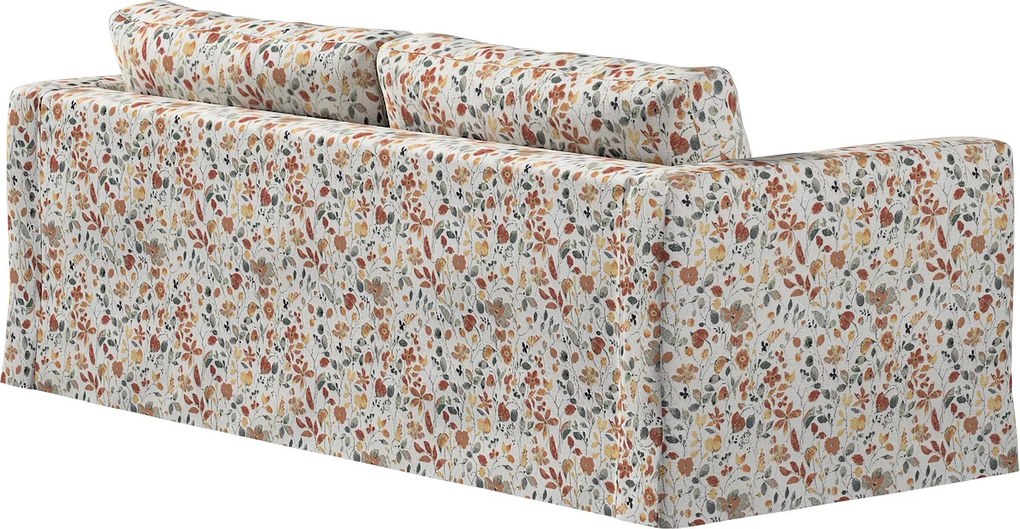 Potah na pohovku IKEA Karlstad 3-místná, nerozkládací, dlouhý barva oranžová látka pletený vzor, vzorované