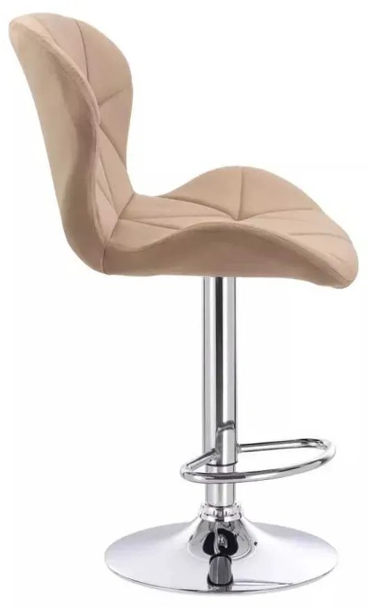 LuxuryForm DESIGN Barová židle LIVIO VELUR na stříbrné kulaté podstavě - latte