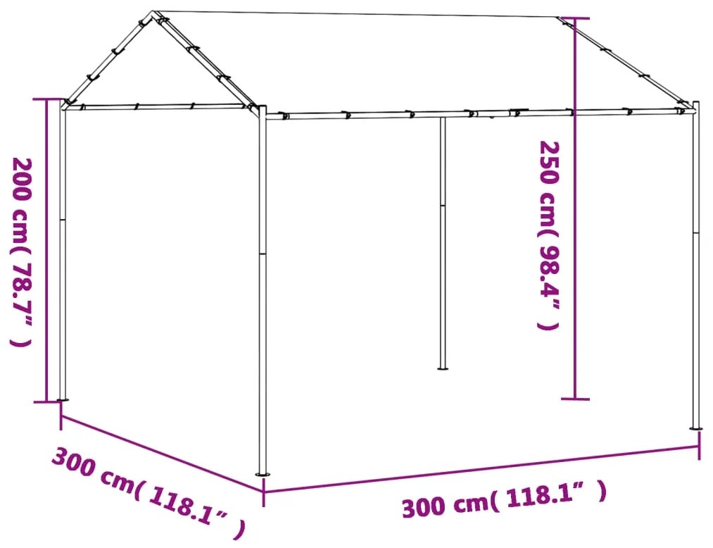 Stříška béžová 3 x 3 m ocel a textil,  362451