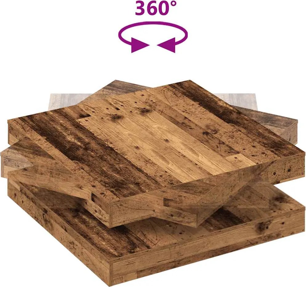 Konferenční stolek otočný o 360º old wood 90x90x34,5 cm 3321358