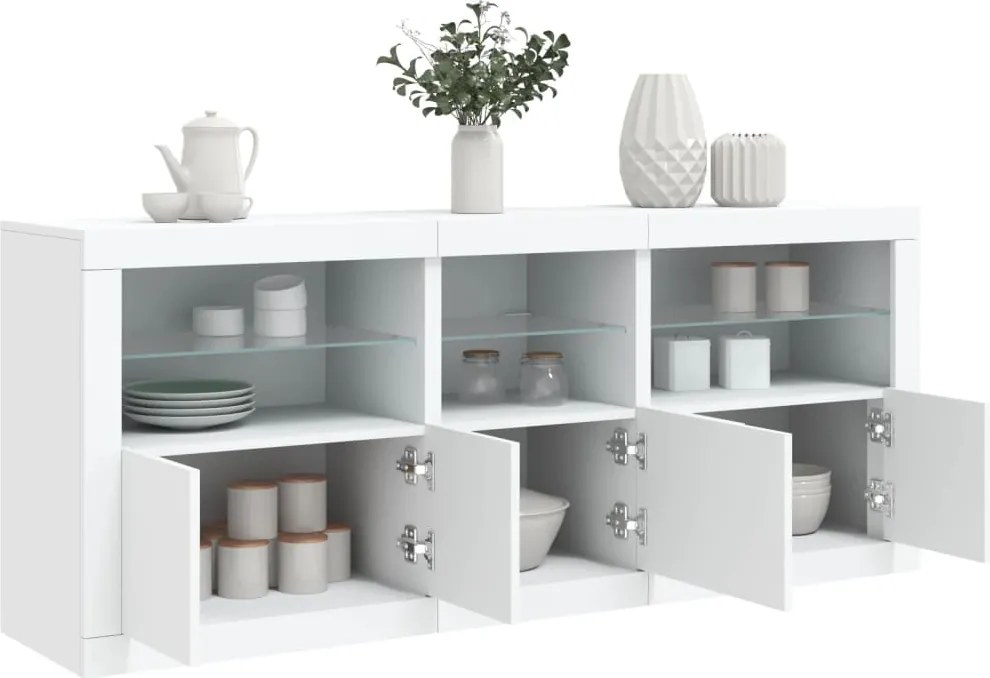 Příborník s LED osvětlením bílý 162 x 37 x 67 cm 3208995