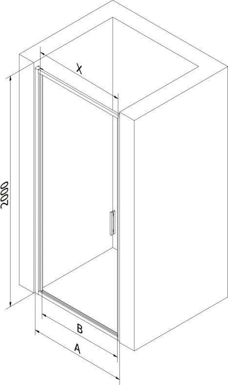 Mexen Exo sprchové dveře výklopné 90 cm, transparentní, černé - 817-090-000-70-00