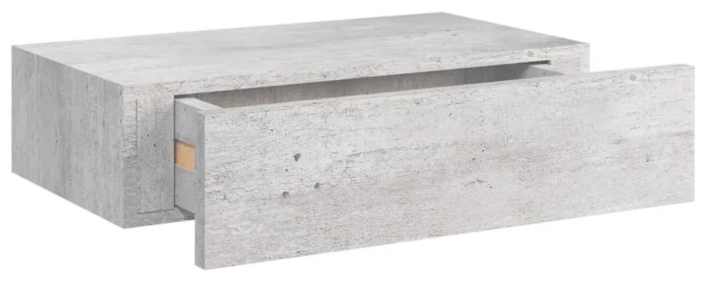 Nástěnná police se zásuvkou betonově šedá 40 x 23,5 x 10 cm MDF