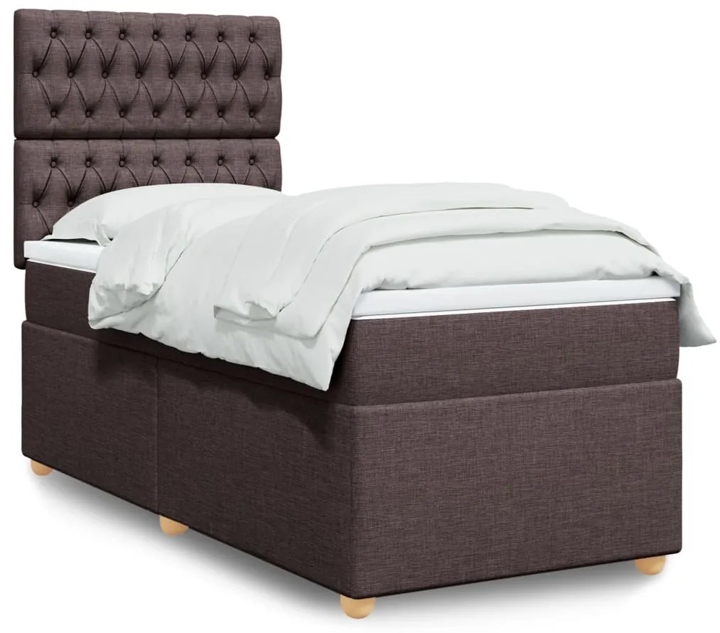 Box spring postel s matrací tmavě hnědá 100 x 200 cm textil 3291201