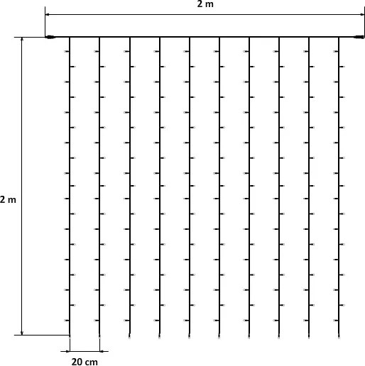 Hobby Line LED světelný závěs do okna, 200 × 200 cm, ledově bílá, 200 diod, čirý kabel, IP20 do interiéru