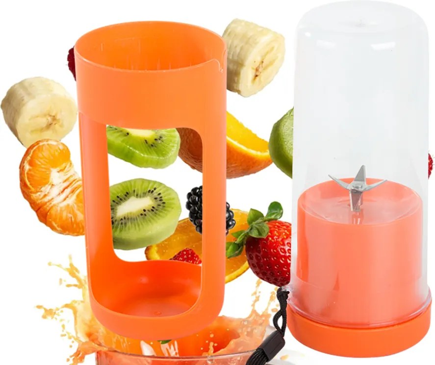 Verk Group Přenosný bezdrátový USB mixér na smoothie, drtič ledu, šňůrka na krk