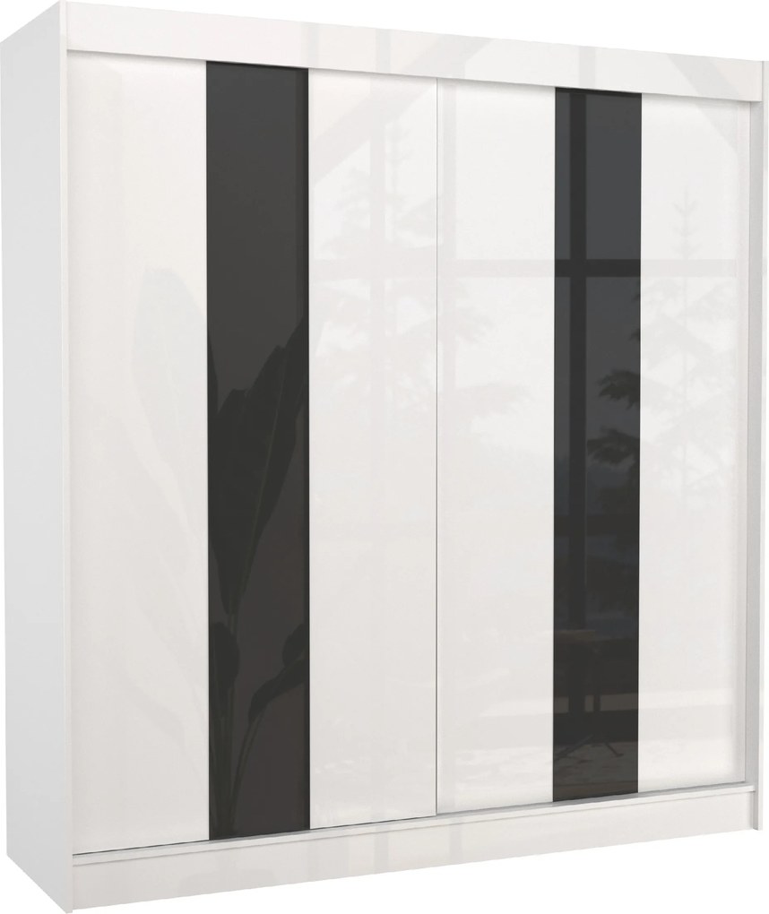 ADRK Furniture Posuvná skříň s lacobelem KAREN 200 SW-KAR-W+BL-200+A421