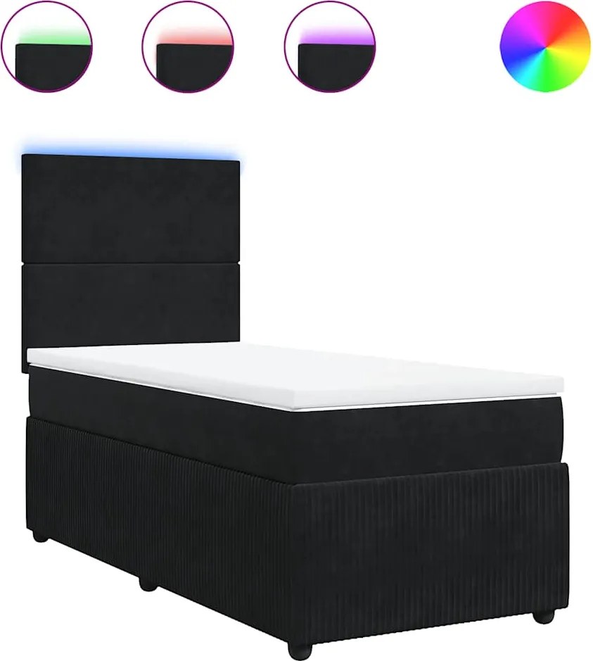 Box spring postel s matrací černá 90x190 cm samet 3294510