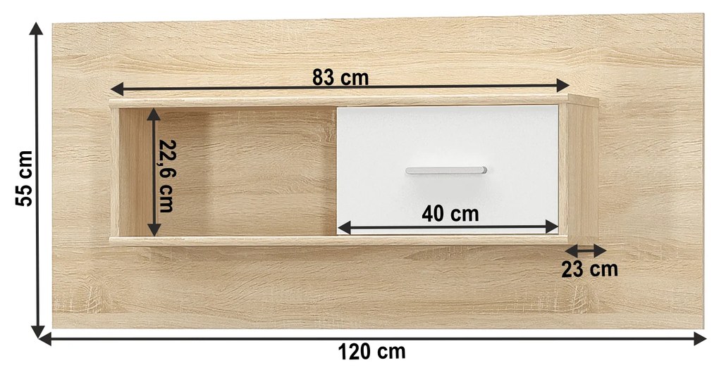 Kondela Visící skříňka 1D, bílá/dub sonoma, TEYO