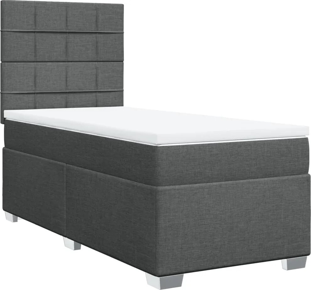 Box spring postel s matrací tmavě šedá 90x200 cm textil 3290372