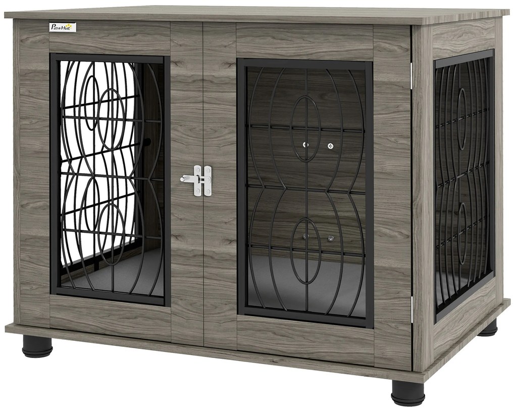 PawHut klec pro psy s polštářem, uzamykatelná, přední dvířka, drátěné pletivo do 20 kg, šedá, 80x56x63 cm, ideální pro malé psy | Aosom.de