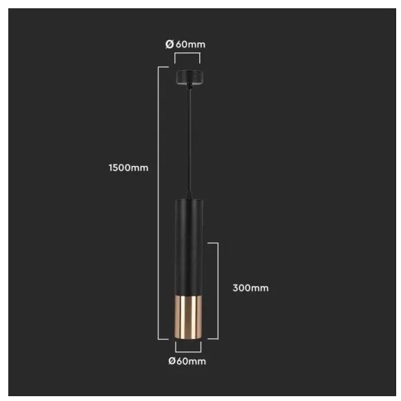 Lustr na lanku 1xGU10/35W/230V 30 cm černá/zlatá
