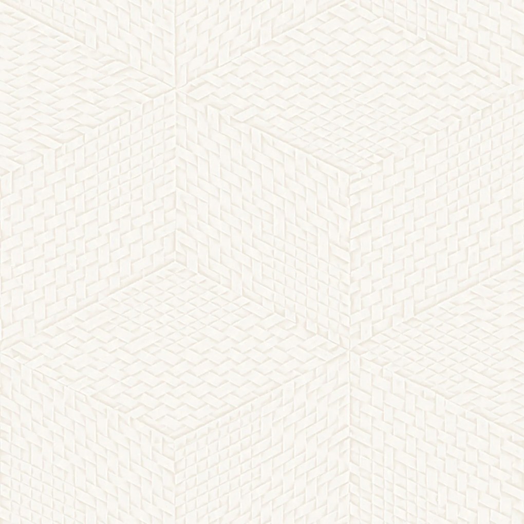 Bílá 3D geometrická vliesová tapeta na zeď, TP422951, Exclusive Threads, Design ID
