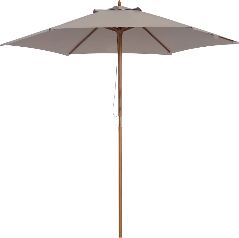 Outsunny Slunečník Ø 250 cm, Slunečník s Kloubovým Mechanismem, Balkonový Slunečník, Plážový Slunečník z Bambusu, Odolný Větru, Sluneční Ochrana pro B