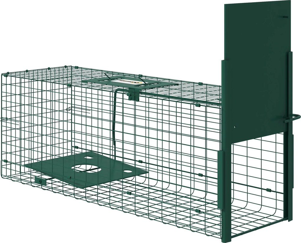 Outsunny Záchytná past na živé zvířata z oceli s 1 vchodem pro potkany a myši rozměr 80L x 25W x 30H cm tmavě zelená