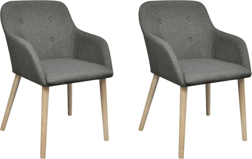 Jídelní židle 2 ks světle šedé textil a masivní dubové dřevo 241156
