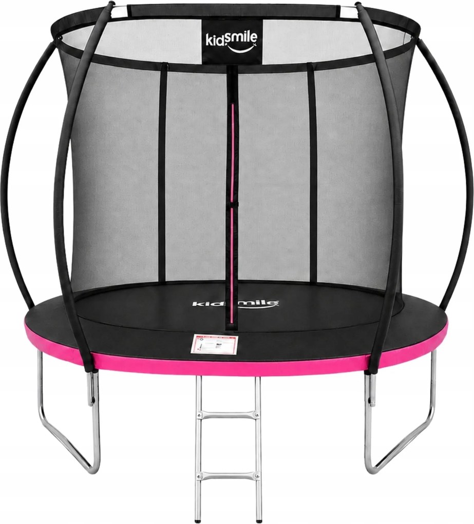 TRENDIE Trampolína s vnitřní sítí 312 cm růžová + žebřík